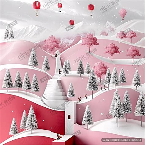 Ai创作图雪景山水插画 粉红色的梦幻长城堡 雪松雪景雪山插画 中国城市雪景插画设计 冬季创意插画海报 冬季风景插画 冬日山川风景插画 3d立体插画风格 冬天风景插画 冬天插画手绘海报 圣诞节