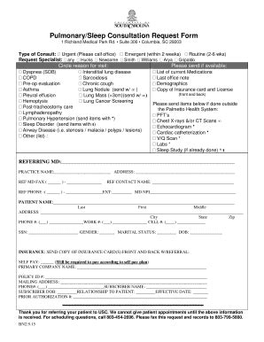 Fillable Online Pulmonary Med Sc PulmonarySleep Consultation Request