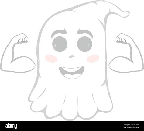 Vector Illustration Of A Cartoon Ghost Showing The Biceps Of The Arms
