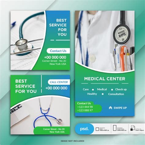 فایل لایه باز بنر پست و استوری اینستاگرام مناسب کلینیک پزشکی و مطب دکتر دانلود فایل های گرافیکی