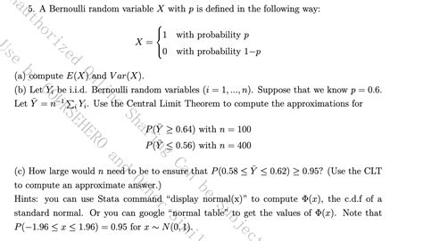 Solved A Bernoulli Random Variable X With P Is Defined In Chegg