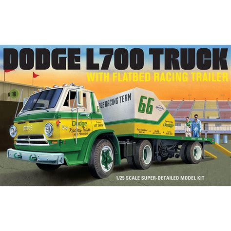 AMT 1966 Dodge L700 Truck With Flatbed Racing Trailer 1 25 Scale 1368