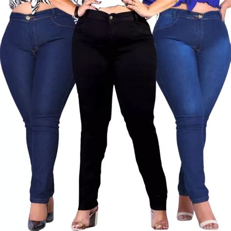 Kit Calça Jeans Plus Size Feminina C Lycra Cintura Alta Frete grátis