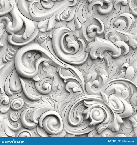 Bevel And Emboss Floral Victorian Seamless Background Black And White Stock Illustration