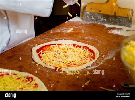Fresh Original Italian Raw Pizza Dough Preparation In Traditional