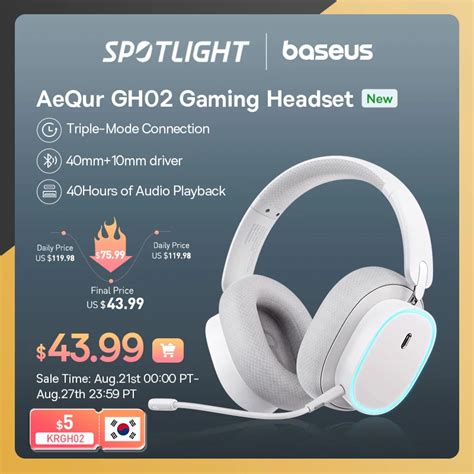 Baseus Gh02 게임용 무선 헤드폰 마이크 포함 오버이어 헤드폰 블루투스 5 3 40mm 드라이버 2 4g 무선