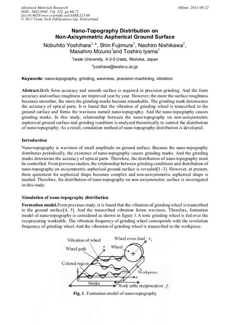 Nano Topography Distribution On Non Axisymmetric Aspherical Ground Surface Scientificnet