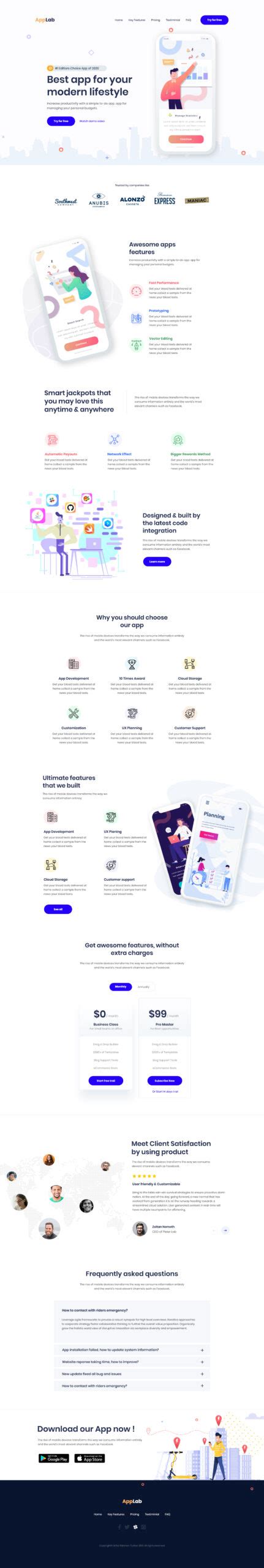 Applab App Landing Page For Photoshop Download Free Resource