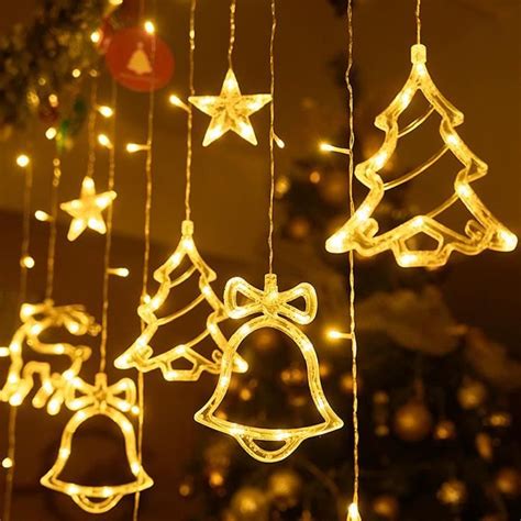 XMTECH Guirlande lumineuse LED avec étoiles et motif de Noël 138 LED Blanc chaud 8 modes de