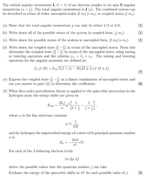 Solved The Orbital Angular Momentum L Of An Electron Chegg