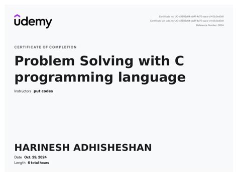 Harinesh Adhisheshan On Linkedin Udemy Programming Problemsolving Cprogramming