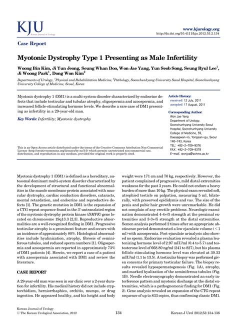 Pdf Myotonic Dystrophy Type 1 Presenting As Male Infertility