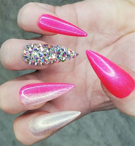 Neon Pink Stiletto Nails