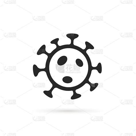 带有阴影的黑色冠状病毒图标