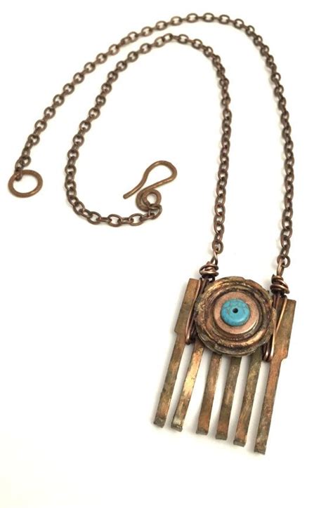 Bohemian Necklace Mixed Metal Pendant Artisan Jewelry Etsy Mixed