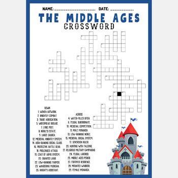 The Middle Ages Crossword Puzzle Worksheet Activity By Mind Games Studio