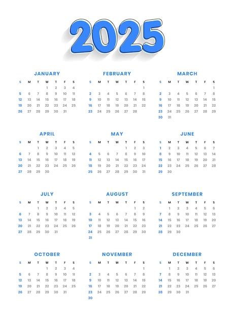 무료로 다운로드 가능한 2025 달력 벡터 And 일러스트 Freepik