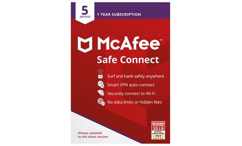 Mcafee Safe Connect One Year Subscription For Five Devices Groupon