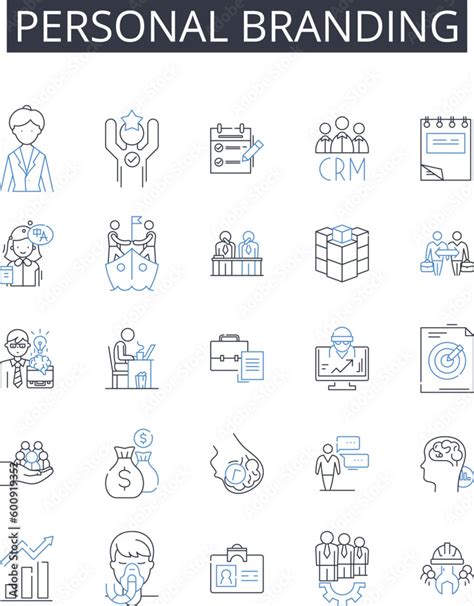 personal branding line icons collection metrics visuals navigation