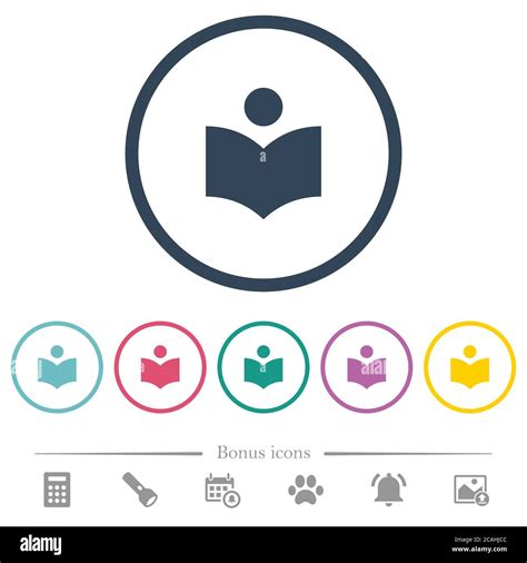 Library Flat Color Icons In Round Outlines 6 Bonus Icons Included Stock Vector Image And Art Alamy