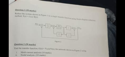Solved Question 1 20 Marks Reduce The System Shown In