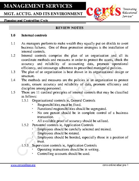 2 Planning And Controlling Cycle Management Services Planning And Controlling Cycle Mgt
