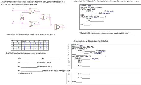 Solved 8 Analyze The Multilevel Schematic Below Create A Truth Table Generate The Boolean