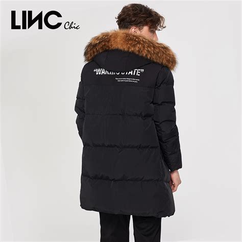 Linc金羽杰2019年冬季新款鹅绒大毛领保暖中长款羽绒服男946251虎窝淘