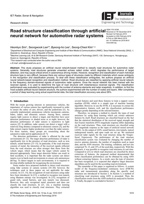 Road Structure Classification Through Artificial Neural Network For