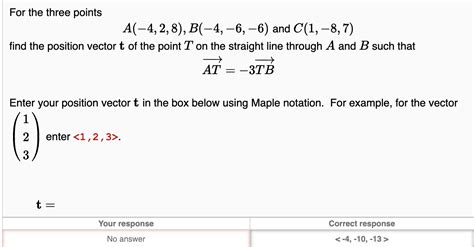 Solved For The Three Points A −4 2 8 B −4 −6 −6 And