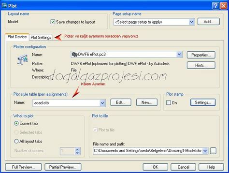 AutoCAD Genel Plotter ve Çıktı Ayarları