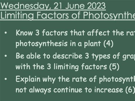 CIE Photosynthesis Limiting Factors Teaching Resources