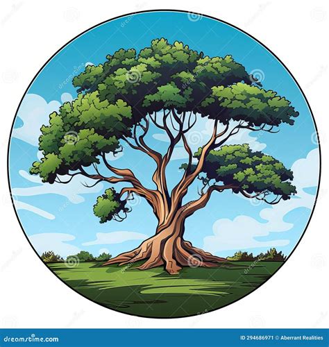 An Illustration Of A Tree In A Circle Stock Illustration Illustration Of Land Environment