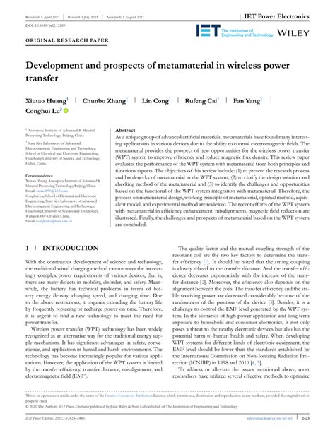 Pdf Development And Prospects Of Metamaterial In Wireless Power Transfer