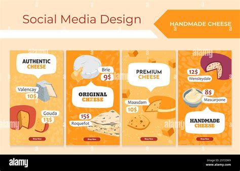 Handmade Cheese Food Template Promo Post Set Dairy Product