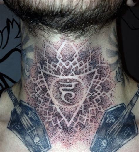 Neck Dotwork Geometric Tattoo By Rainfire Tattoo