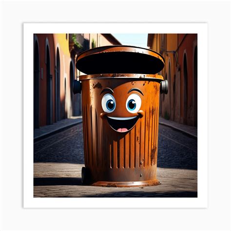 Happy Garbage Can Art Print By Alpacifista Fy