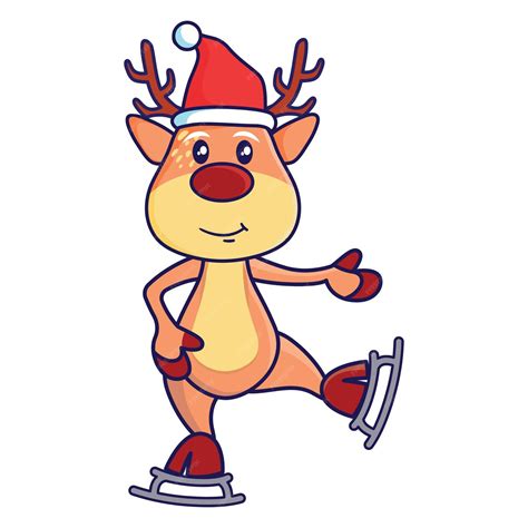 Linda Ilustración De Renos De Navidad Con Fondo Blanco Aislado Vector