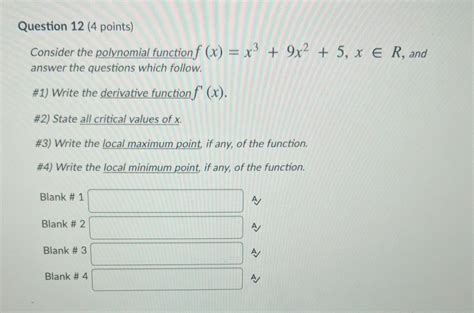 solved question 12 4 points consider the polynomial