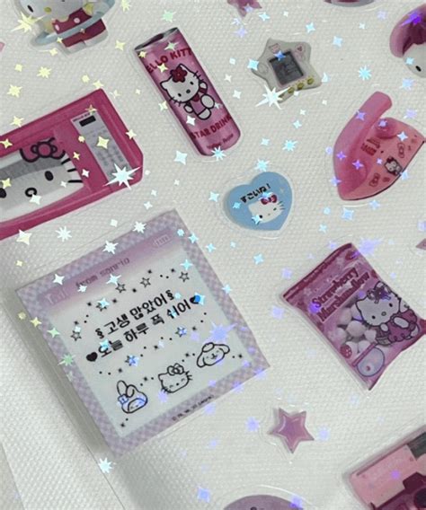 이벤트 키링증정 헬로키티 산리오 고전 문구 다이어리 꾸미기 다꾸 스티커 4종세트 에이블리