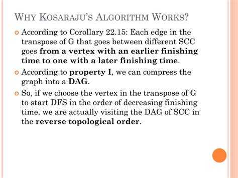 PPT Find Strongly Connected C Omponents Using K Osarajus Algorithm