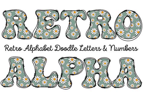 Groovy Retro Flower Alphabet Doodle Graphic By Krittagrafik · Creative