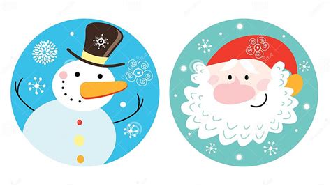 Muñeco De Nieve Y Papá Noel Ilustración Del Vector Ilustración De