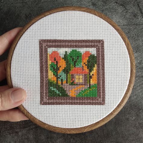 Cross Stitch Pattern Forest House Tiny Cross Stitch Pattern Inspire