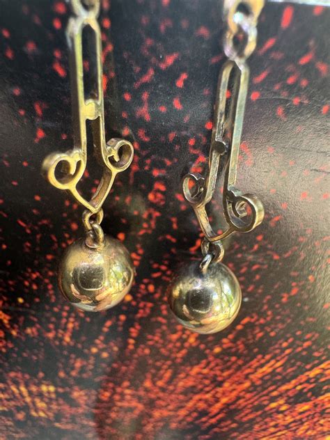 Arts And Crafts Drop Earrings 9ct Gold Anadej Art Nouveau Art
