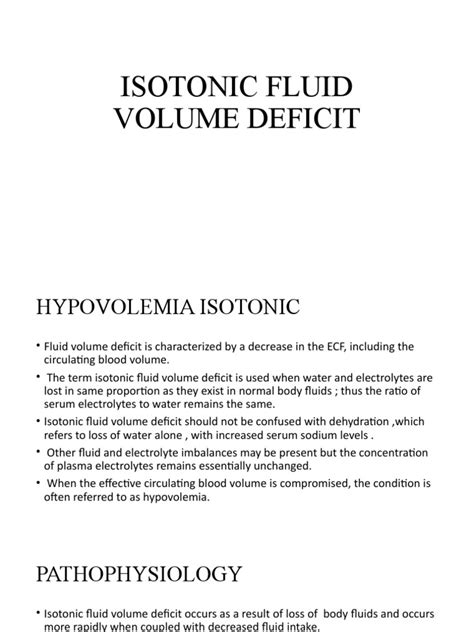 Isotonic Fluid Volume Deficit Pdf Clinical Medicine Medical
