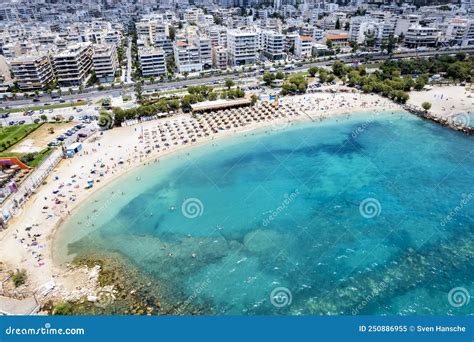 Aerial View Of The Popular Kalamaki Beach Athens Stock Image Image