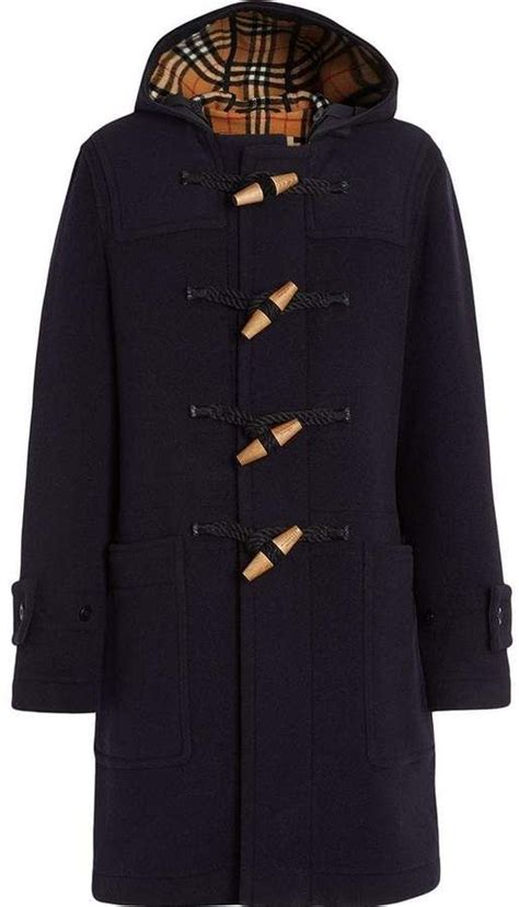 Burberry Vintage Check Detail Wool Blend Hooded Duffle Coat Farfetch