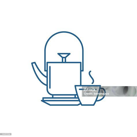 Vetores De Chaleira E Conceito Da Linha Do Ícone Da Caneca De Chá