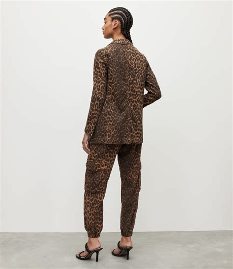 ALLSAINTS 台灣官方網站 FRIEDA 豹紋中腰軍裝長褲Brown